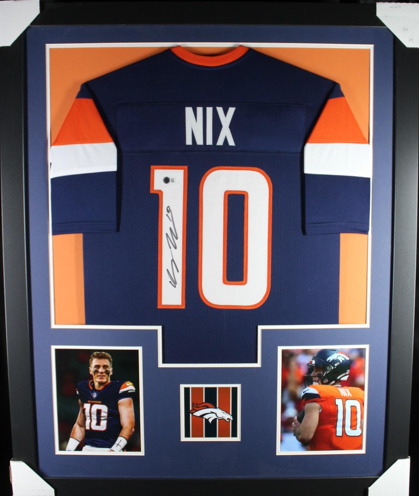 Bo Nix (denver Broncos Blue Tower) Signed Autographed Framed Jersey ...