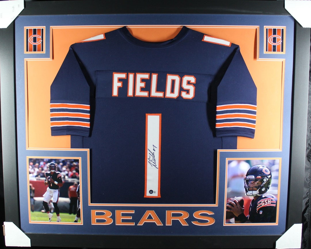 Justin Fields chicago Bears Navy Skyline Signed Autographed Framed ...