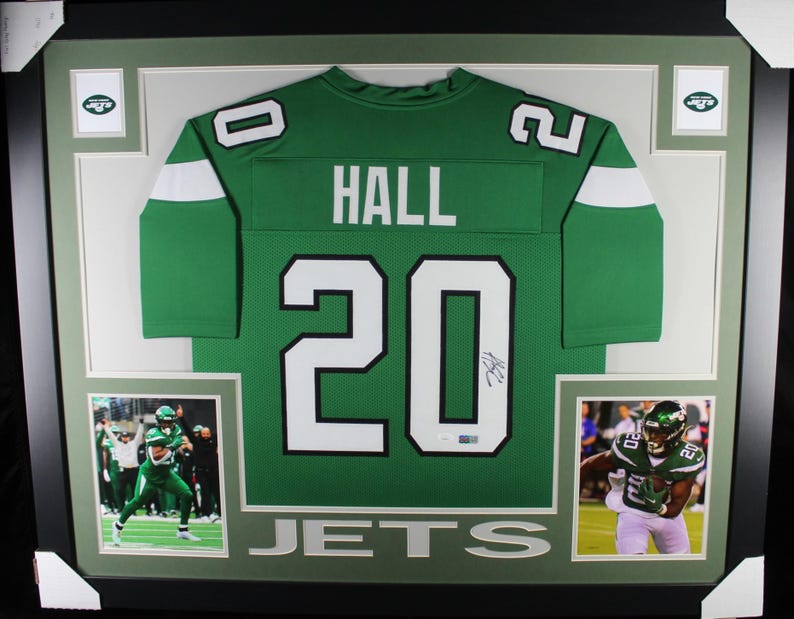 Breece Hall (jets Green Skyline) Signed Autographed Framed Jersey ...