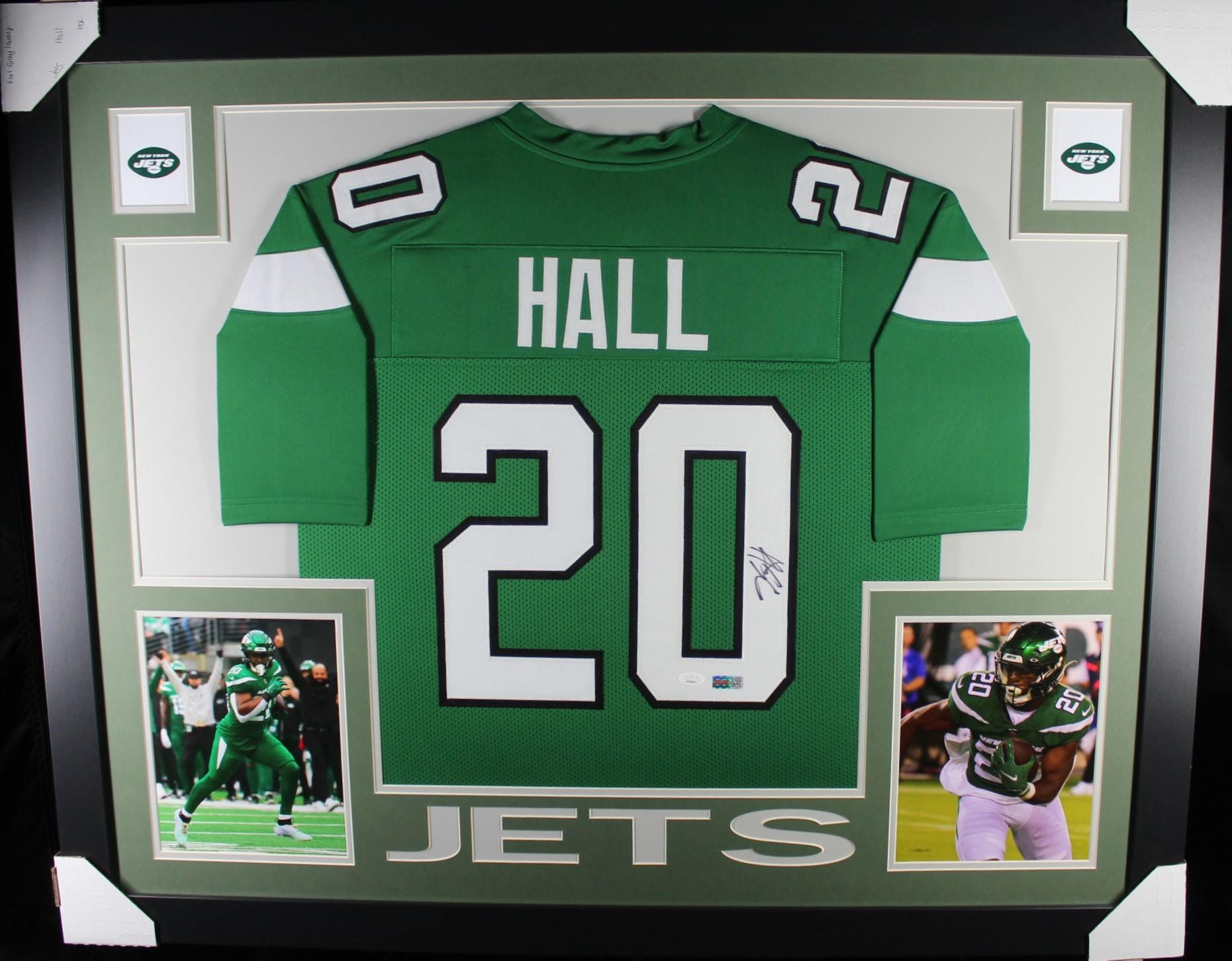 Breece Hall jets Green Skyline Signed Autographed Framed Jersey Beckett ...