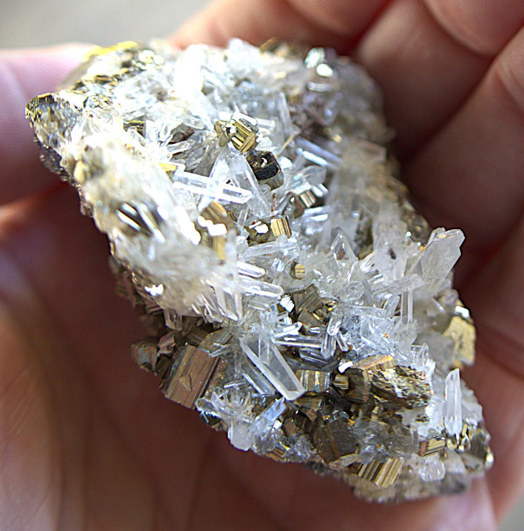 Golden Pyrite Quartz Cluster: Raw Mineral Specimen, Healing Stone - Etsy