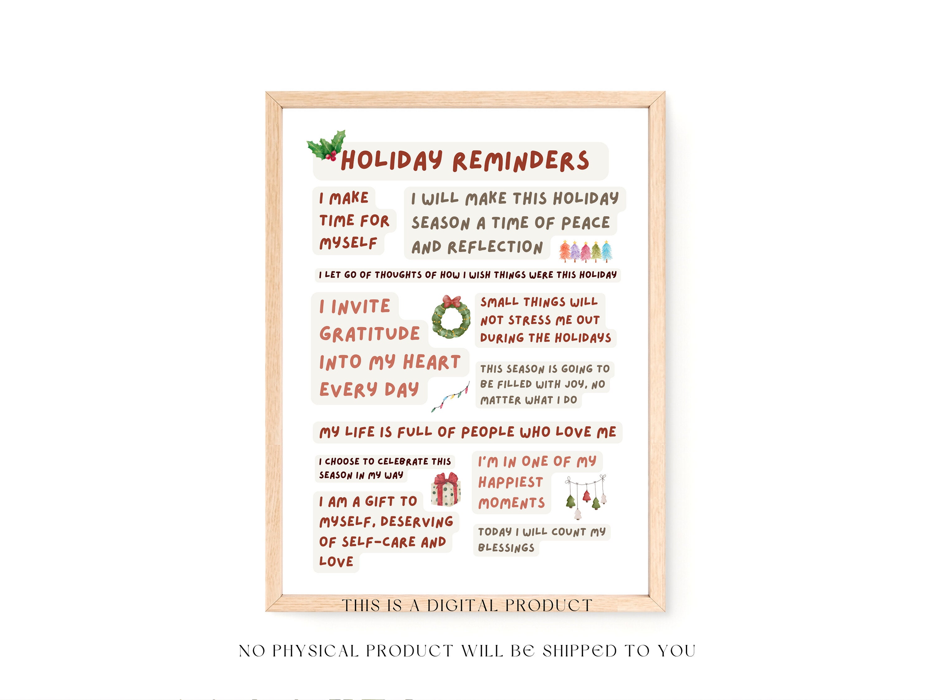 Holiday Reminders Affirmation Poster, Gratitude, Holiday Decor ...