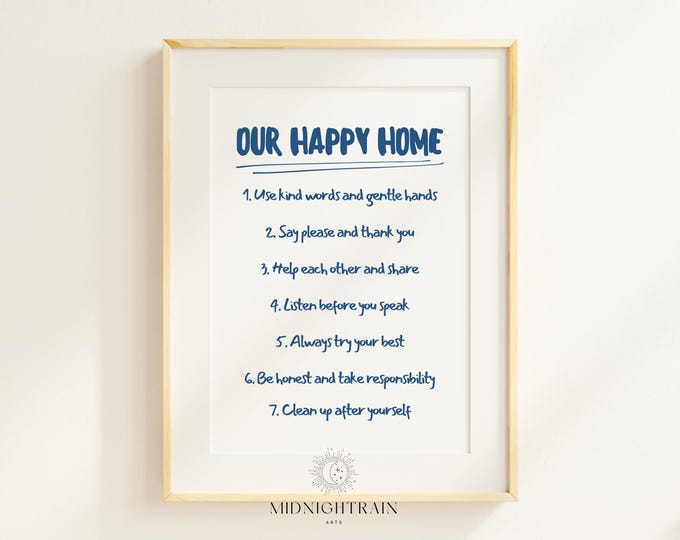 Family Rules | House Rules for Kids | Family Values | Kids Wall Art ...