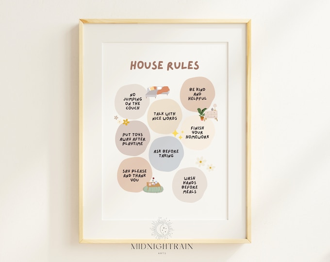 Family Rules | House Rules for Kids | Family Values | Kids Wall Art ...