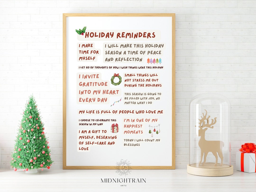 Holiday Reminders | Affirmation Poster, Gratitude, Holiday Decor ...