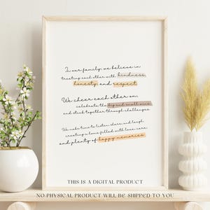In Our Family Mission Statement Family Rules Sign Family Value Poster ...