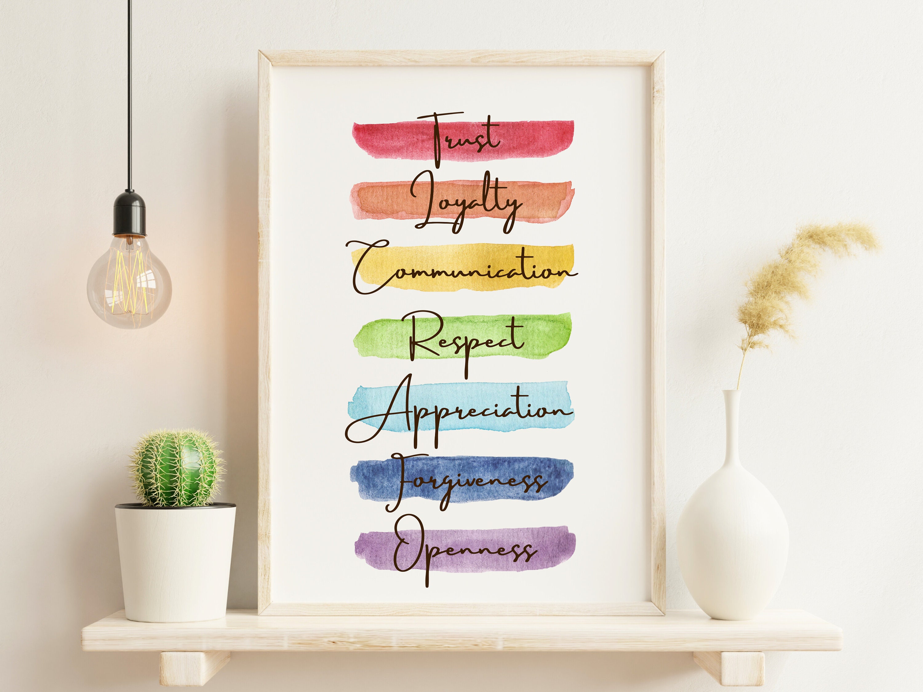 Core Values Wall Art Relationship Gifts Core Beliefs Core Values Art ...