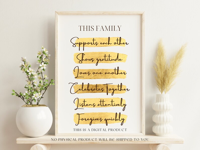 Family Value Poster This Family Print Family Mission Statement Family ...