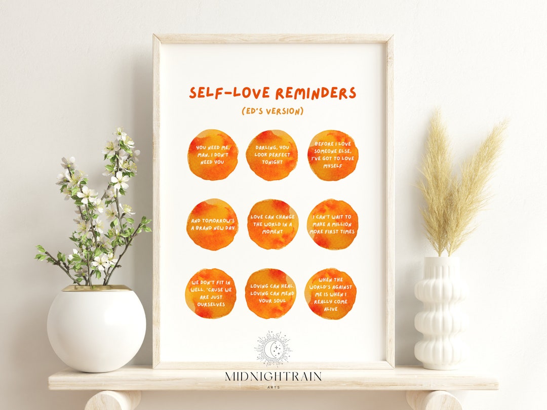 Self Love Affirmations With Ed Sheeran Lyrics | Motivational Print ...