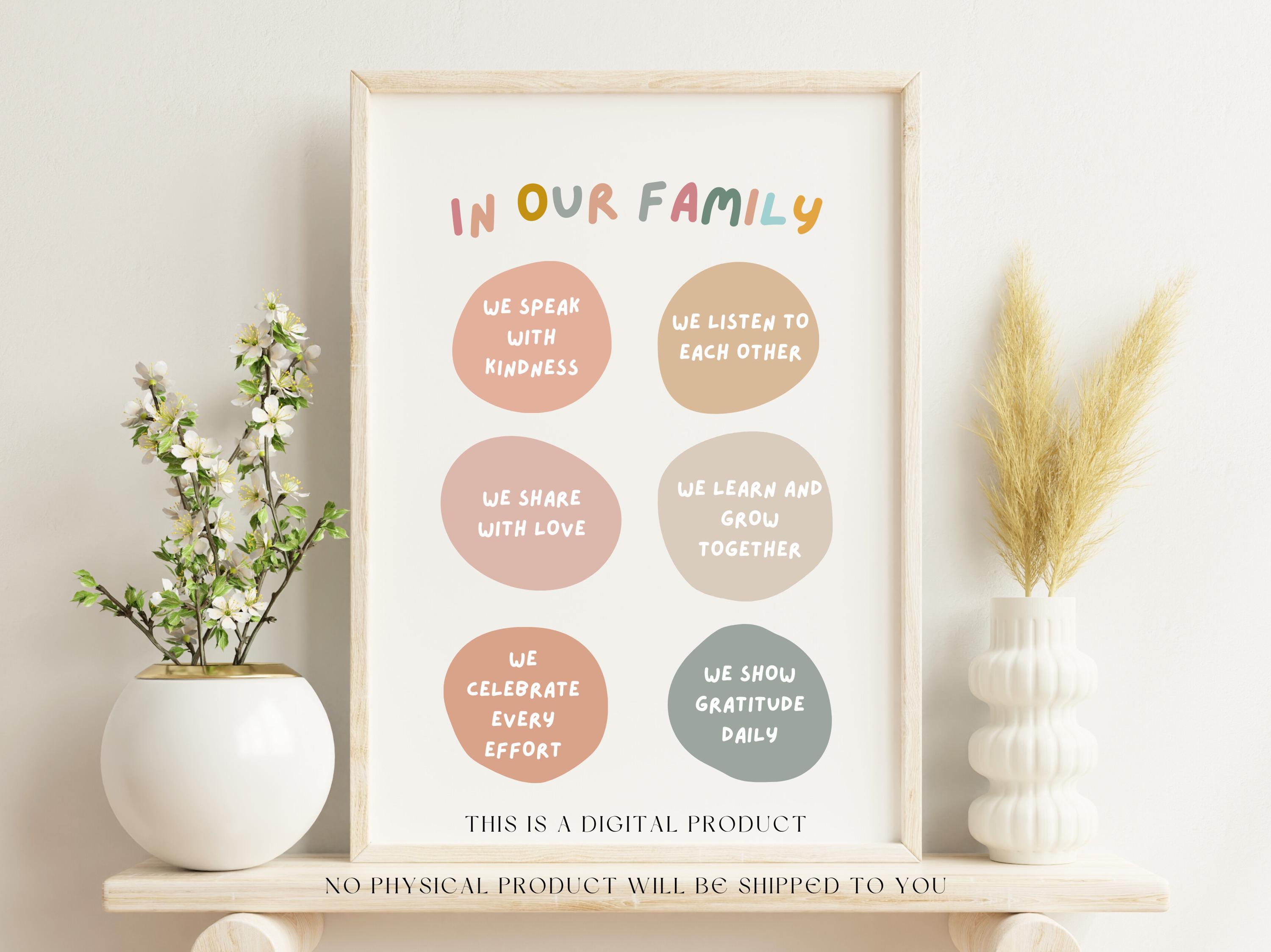 In Our Family Print Boho Family Rules Sign Family Value Poster Our Family Rules Printable Family ...