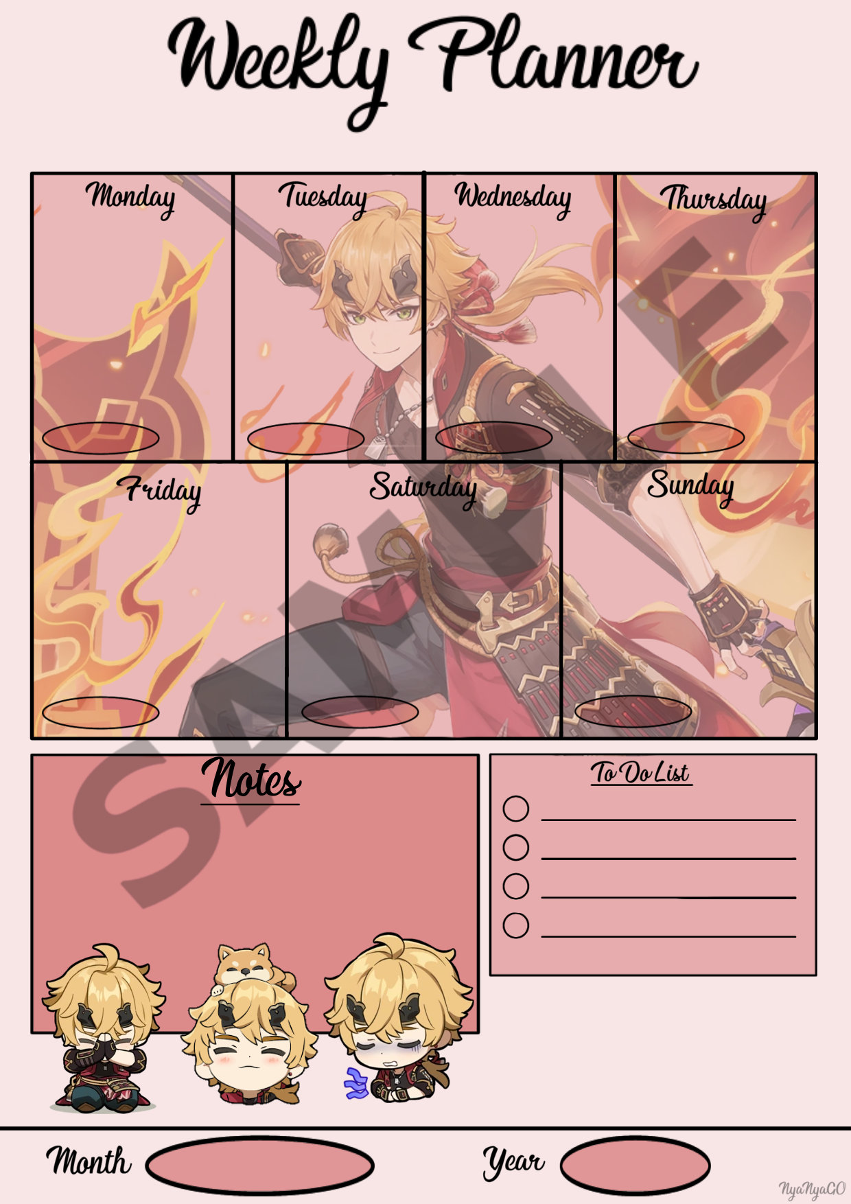 Genshin Impact Thoma Digital PDF Planner Weekly - Etsy México