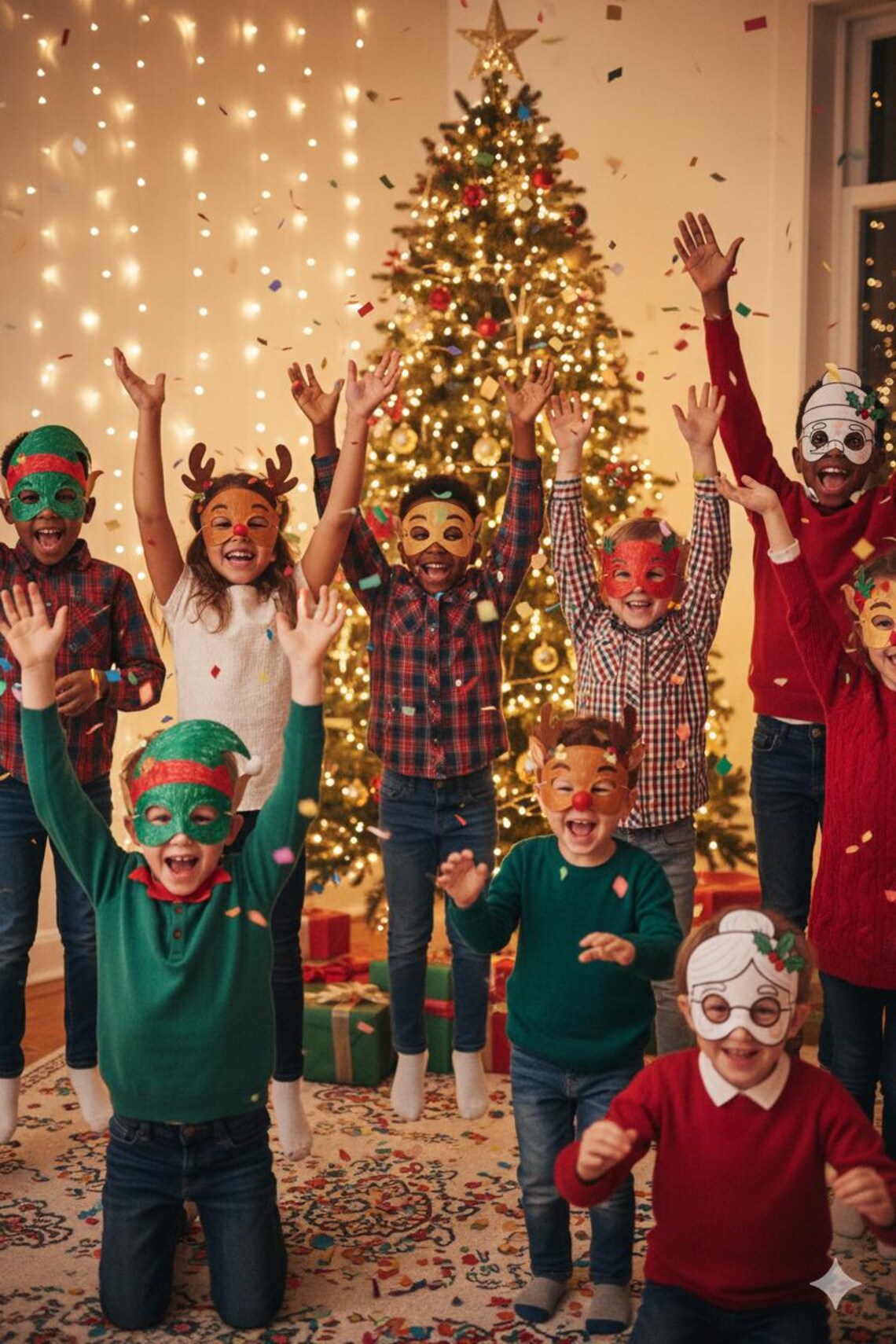 Printable Christmas Masks for Kids: Coloring Craft Activity (PDF) - Etsy
