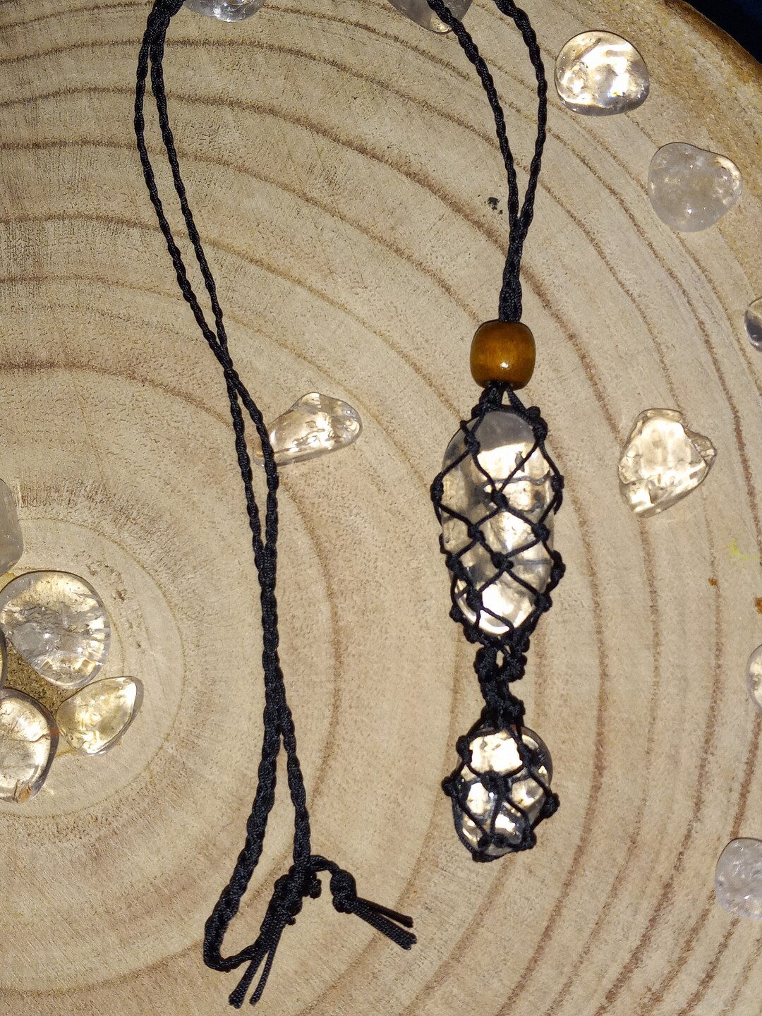 Stone Pouch, Macrame Custom Pendant, Crystal Pendant, Macrame With ...