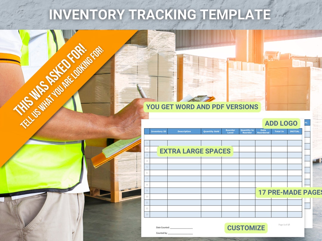 Inventory Tracking - Inventory Sheet - Word and PDF (17 Pages) Leave as ...