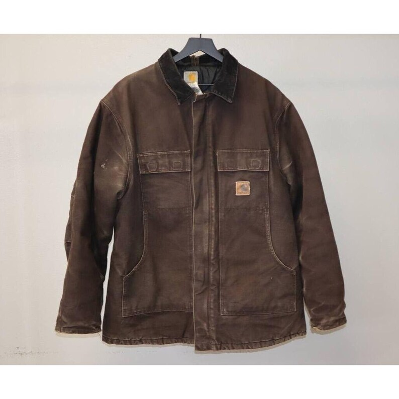 Carhartt Arctic Jacket Dark Brown Canvas Quilt Lined Zip C26 DKB Sz XL - Etsy