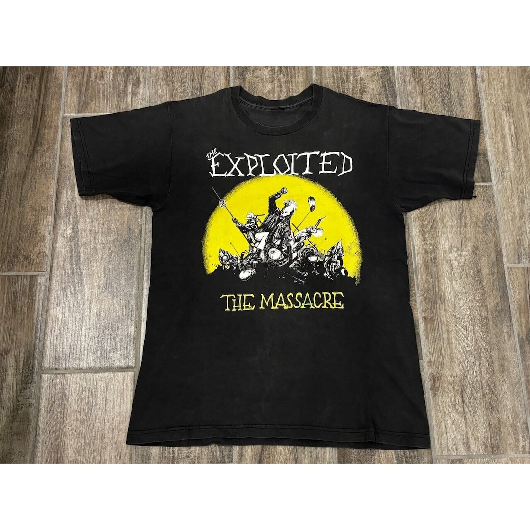 Vintage 90s the Exploited Massacre Punk Rock Metal Shirt Black Size ...