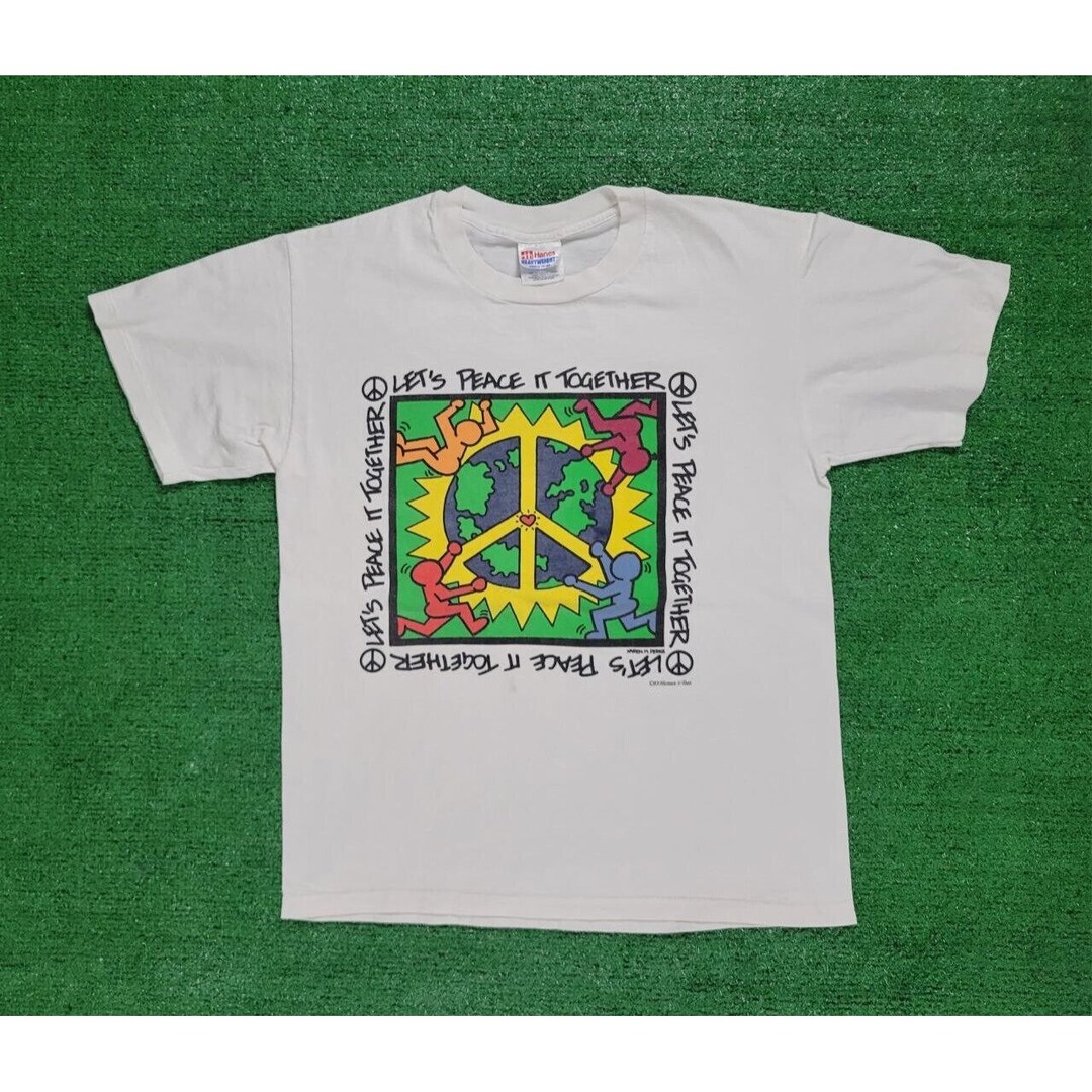 Vintage 90s Lets Peace It Together Art Tee Keith Haring Sz - Etsy