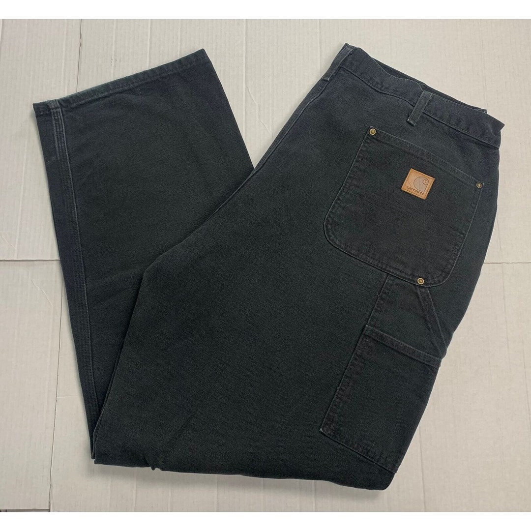 Carhartt B136 BLK Black Duck Double Knee Work Dungaree Pants - Etsy