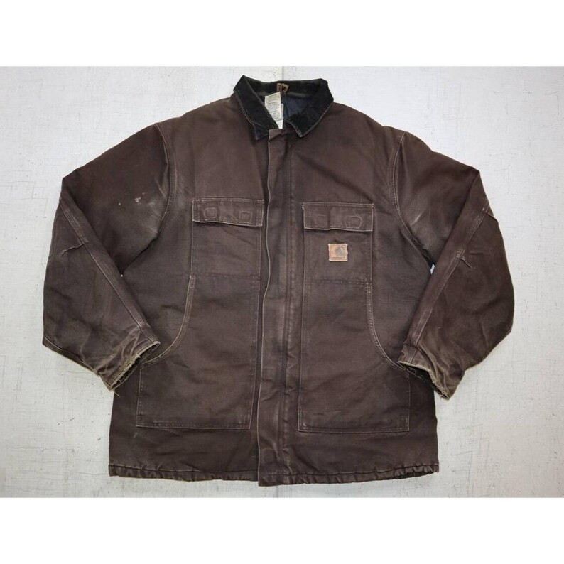 Carhartt Arctic Jacket Dark Brown Canvas Quilt Lined Zip C26 DKB Sz XL - Etsy