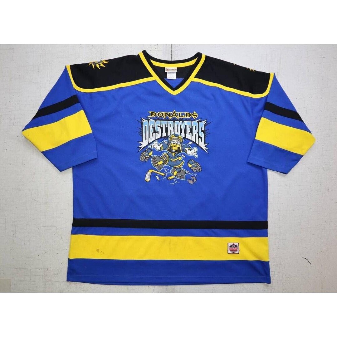 Walt Disney World Donalds Destroyers Ice Hockey Jersey in Blue Size 2XL ...