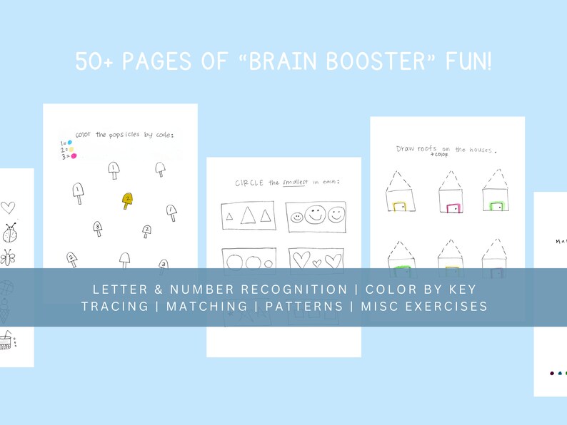 Printable Preschool Brain Booster Bundle | Kid's Workbook | Toddler Worksheets | Pre-k ...