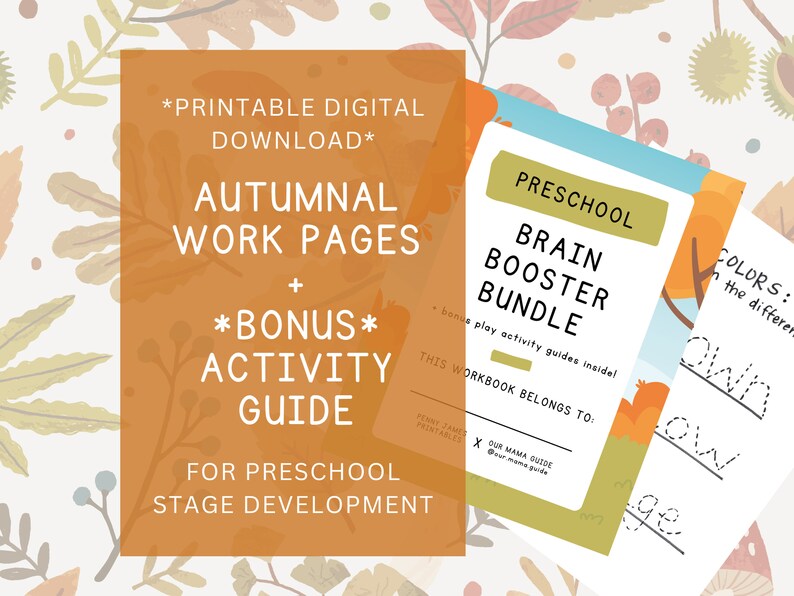 Printable Fall Preschool Brain Booster Bundle Fall Activity Book ...