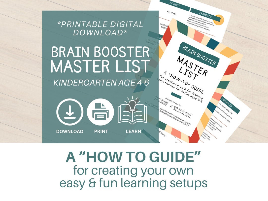 Printable Kindergarten Brain Booster Master List | How-to Guide ...