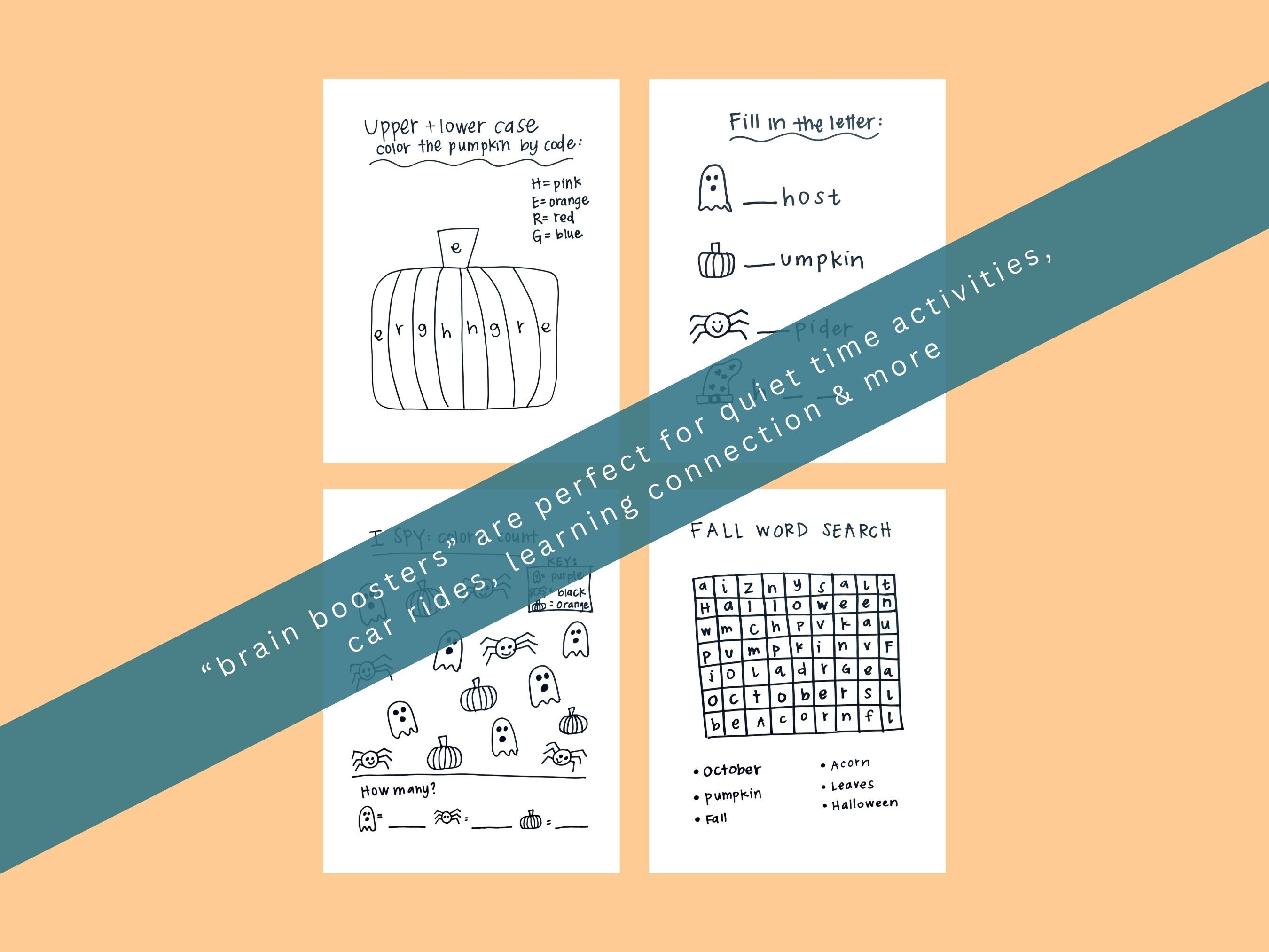 Printable Kindergarten Halloween Brain Booster Bundle Activity Book ...