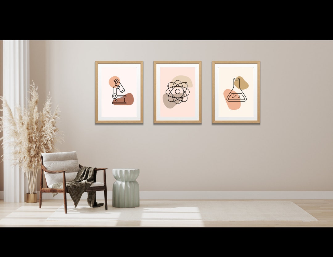 Science Aesthetic Microscope/beaker/atom Print Trio -- 8.5x11 - Etsy