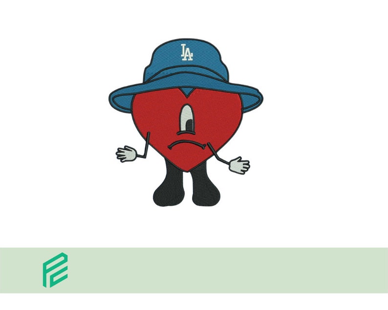 Bad Bunny Heart Logo LA Los Angeles Dodgers Embroidery File Design for ...