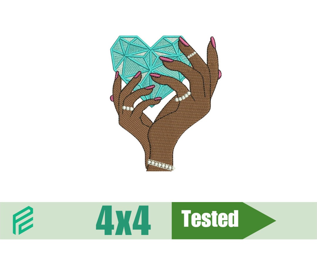 Hands Holding Heart Shaped Diamond Embroidery Design File 4x4 Hoop - Etsy