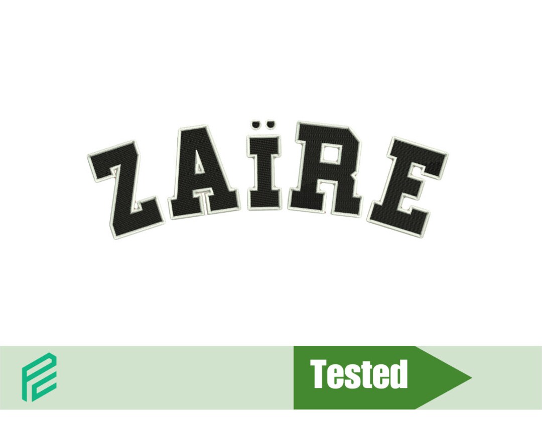 Zaire Varsity Letters Congo Flag Country Africa Embroidery Design File ...