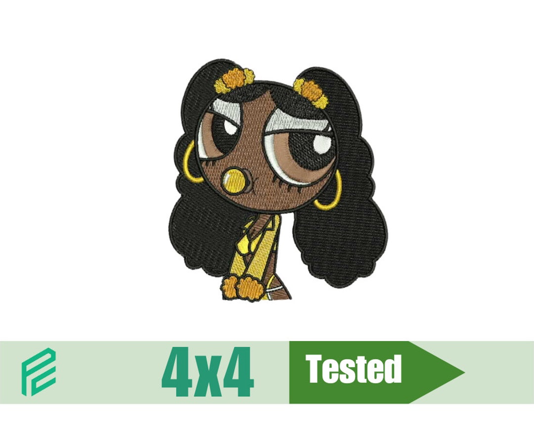 Powerpuff Girls Cheerleader Black Afro Embroidery File Design African ...