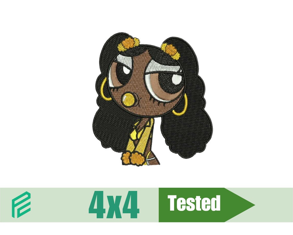 Powerpuff Girls Cheerleader Black Afro Embroidery File Design African ...