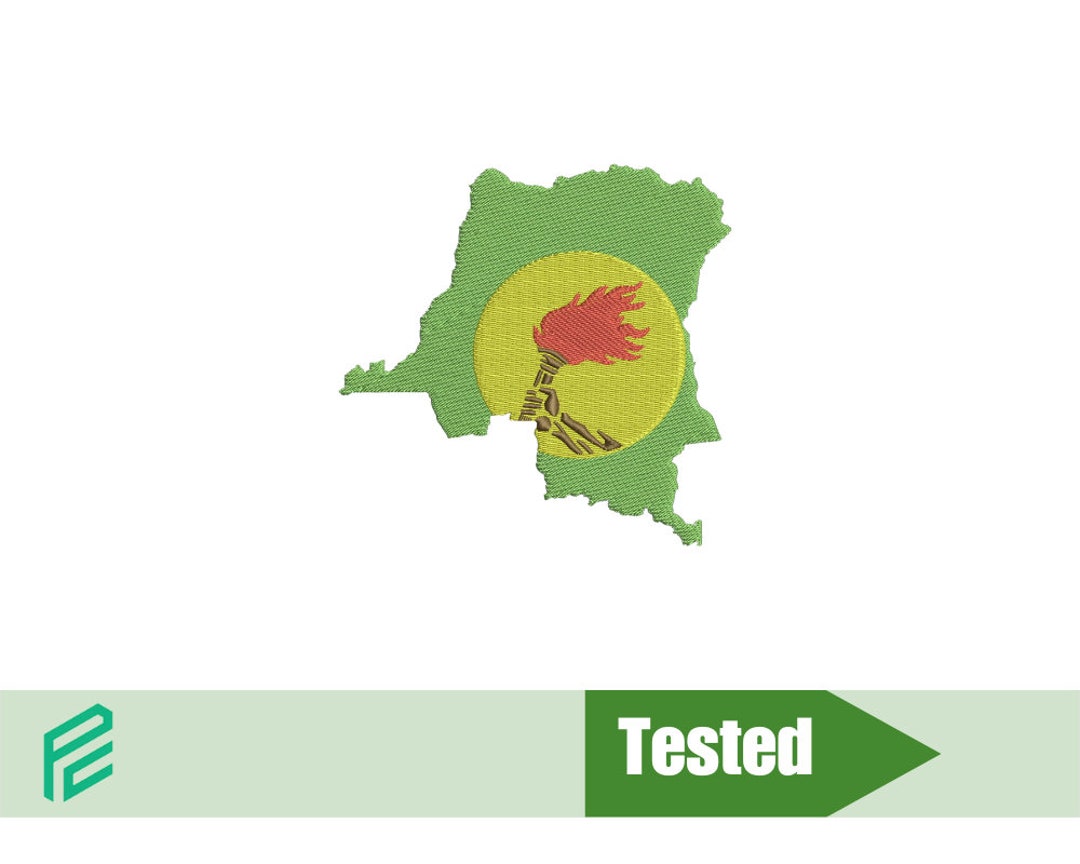 Zaire Congo Flag Map Country Africa Embroidery Design File Democratic ...