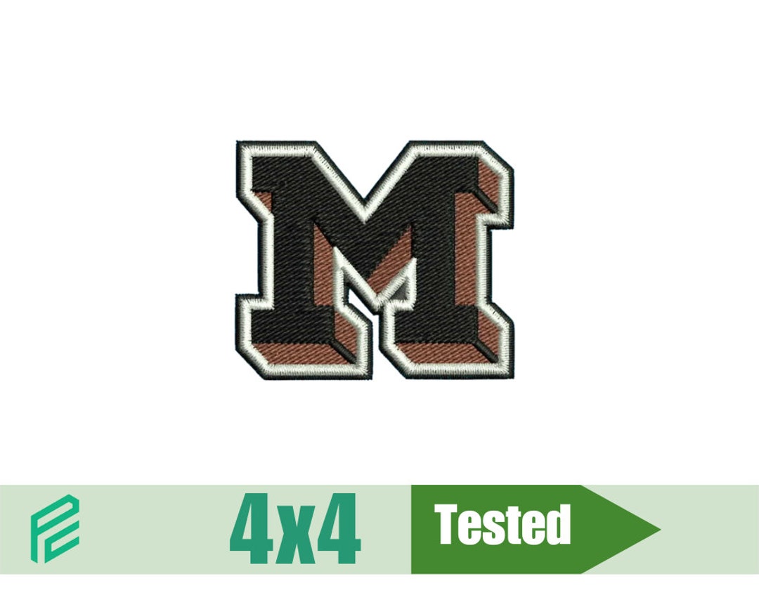 Varsity Letter M Embroidery Design File College Football 4x4 Hoop - Etsy