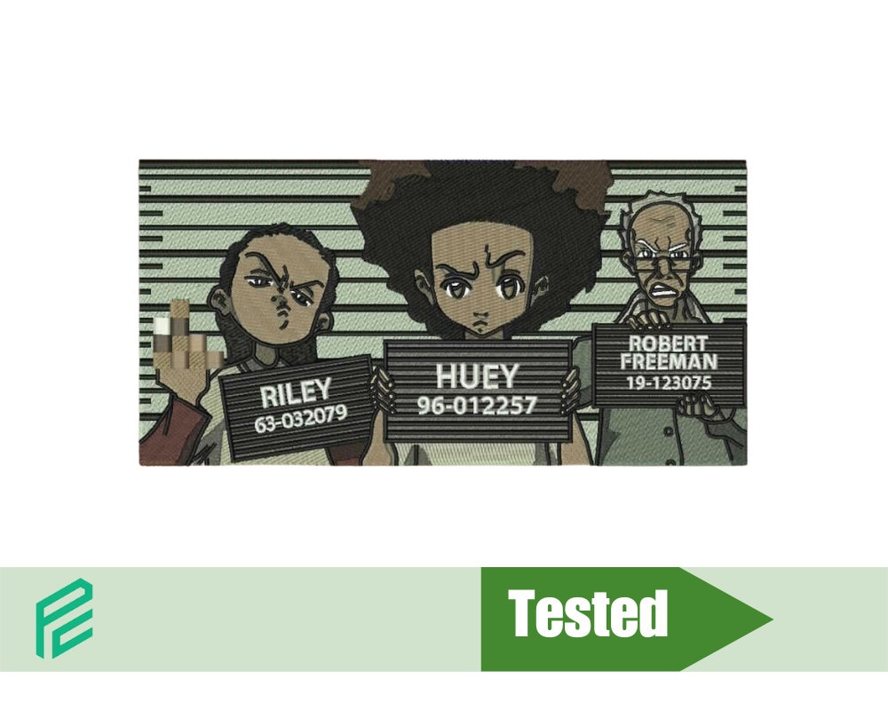 Boondocks Huey Riley Grandad Mugshot Cartoon Embroidery Design File for ...