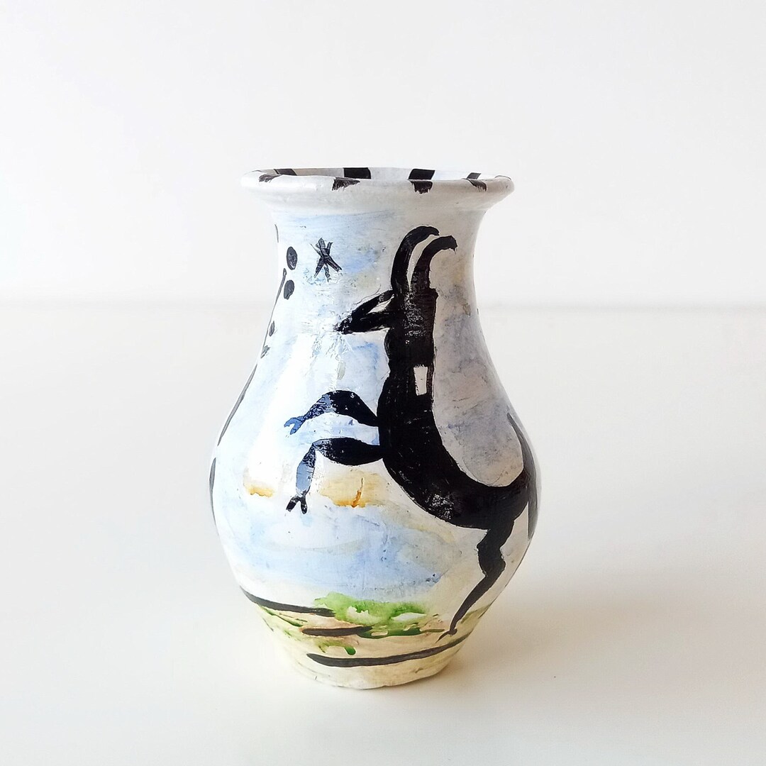 Original Hand-painted Ceramics. Title: goat to Graze Modernist Painting ...