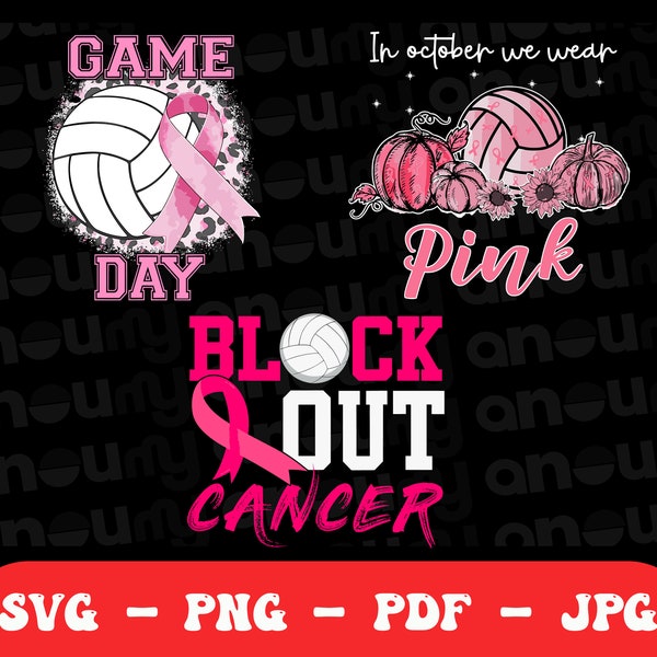 Volleyball Breast Cancer Svg - Etsy