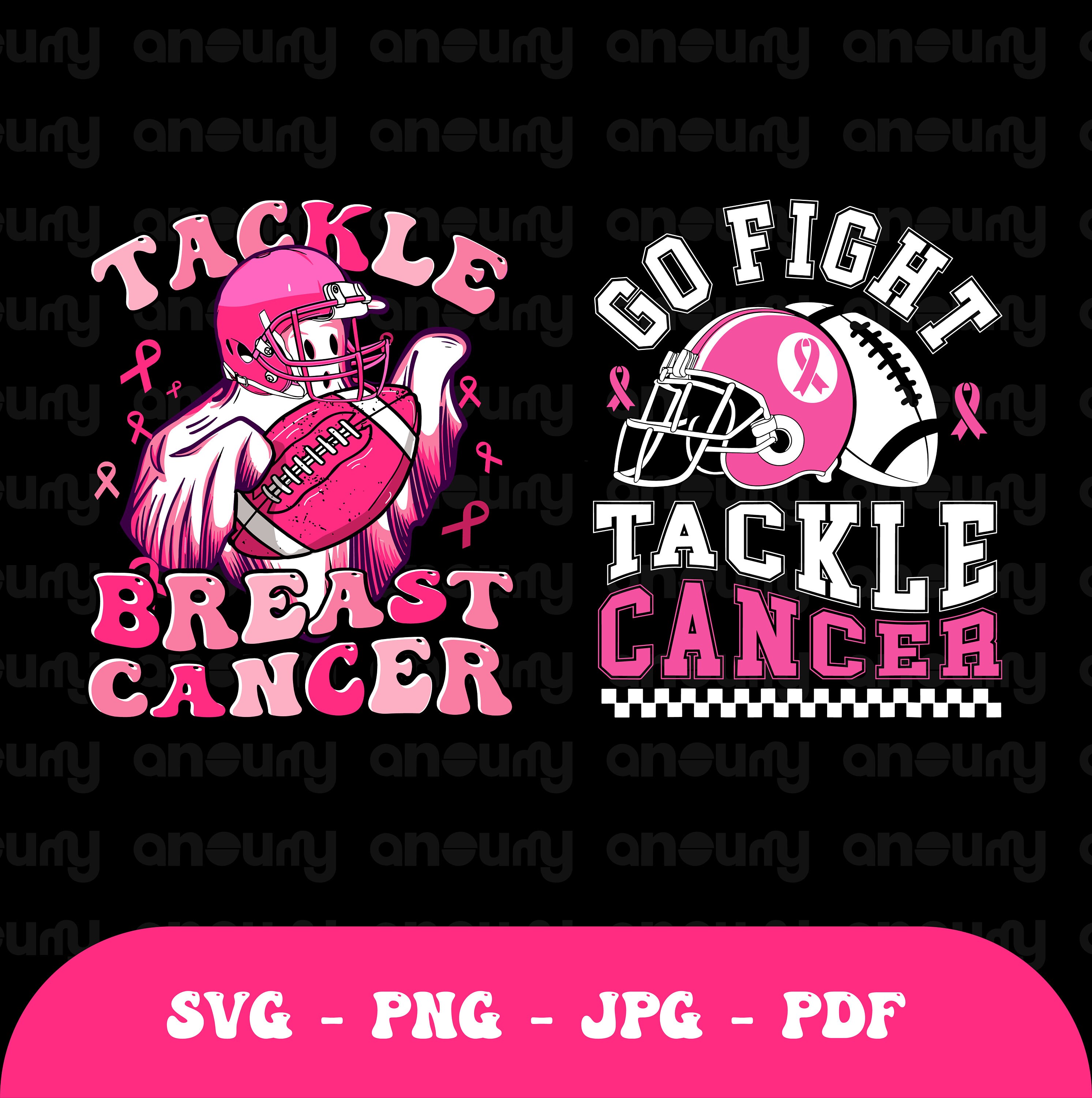 Go Fight Tackle Cancer Football Svg Fight Cancer Pink Ribbon - Etsy