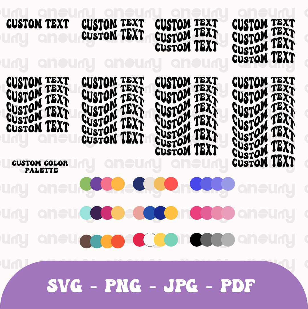 Custom Wavy Stacked Svg Png, Custom Wavy Text Svg, Personalized Text, Custom Wavy Font, Custom ...