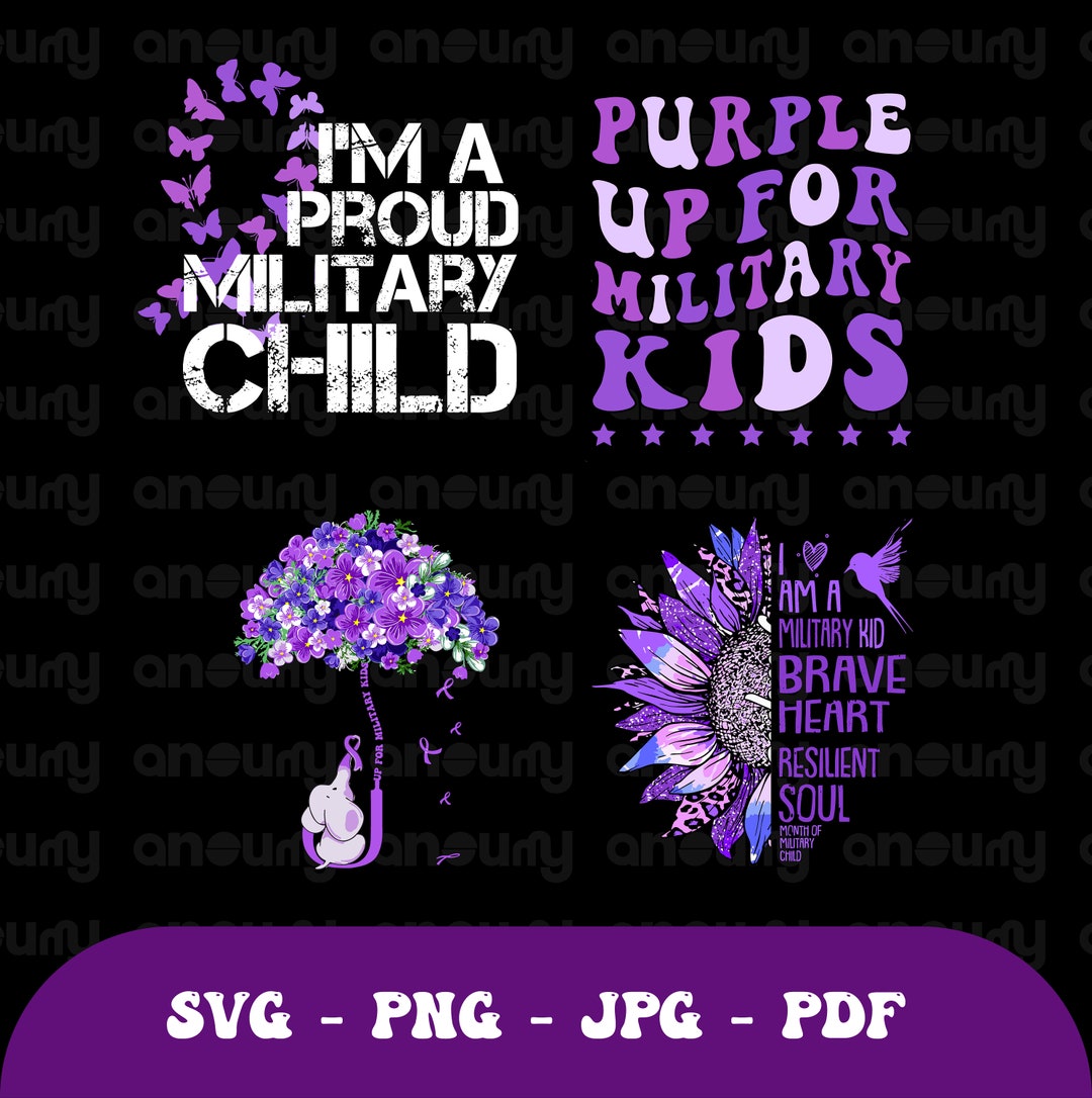 Proud Military Child Bundle, Purple up for Military Kids Bundle ...