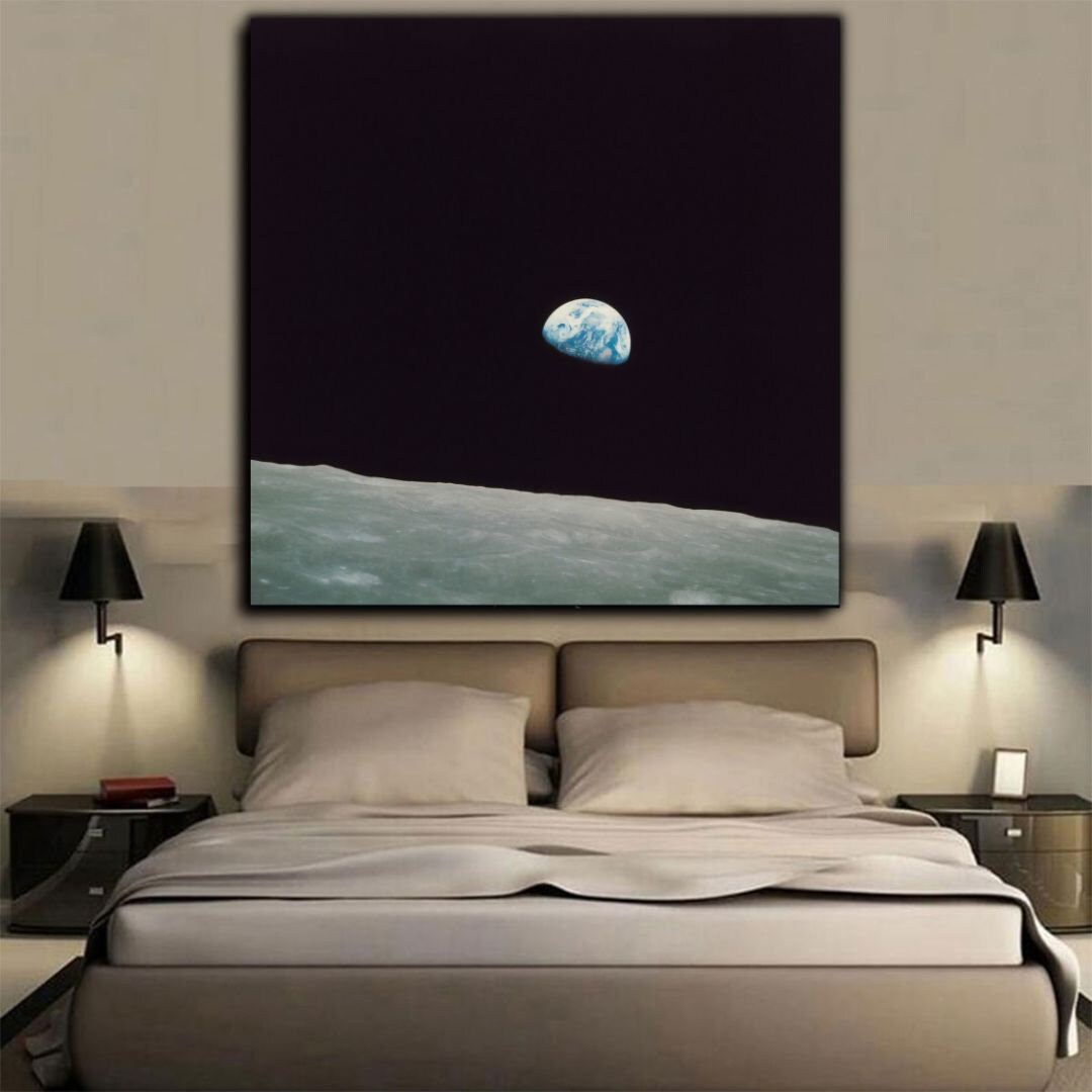 Earthrise Apollo 8 NASA Canvas Print, Image of Earth From Moons Surface ...