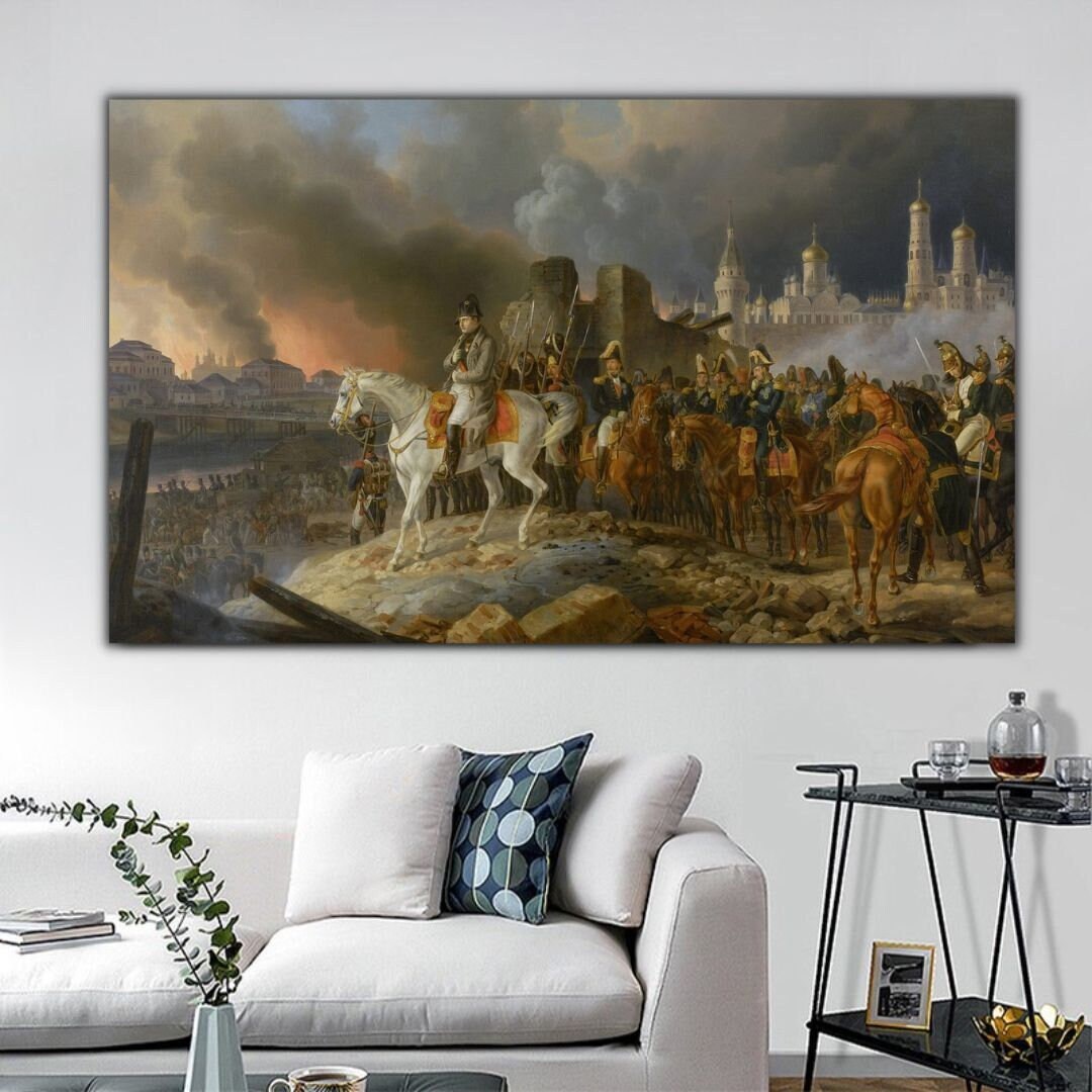 Napoleon in Burning Moscow by Adam Albrecht Canvas Print, Napoleon in ...