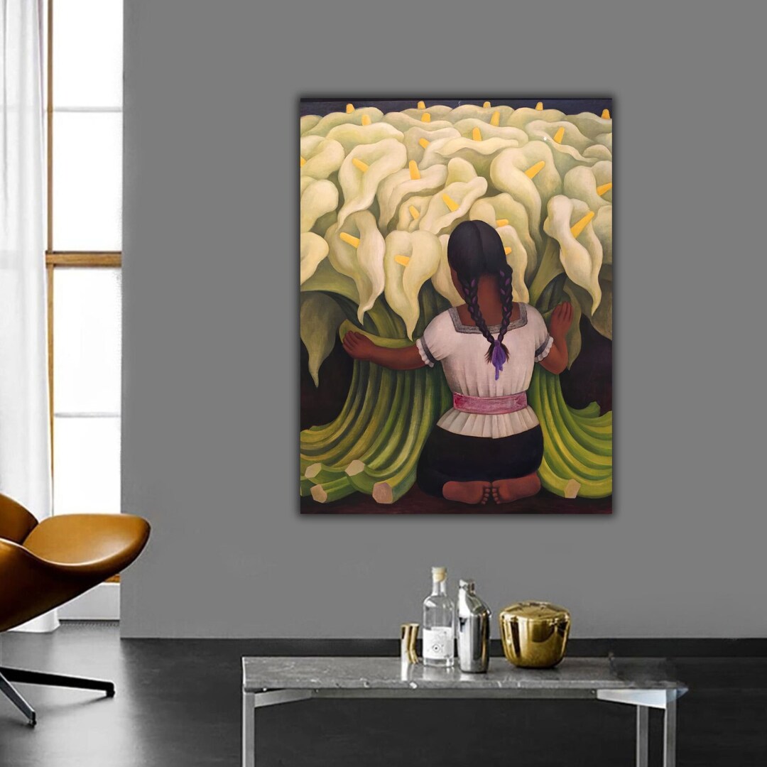 Girl With Lilies Wall Art, Diego Rivera Canvas Print, Calla Lily by ...