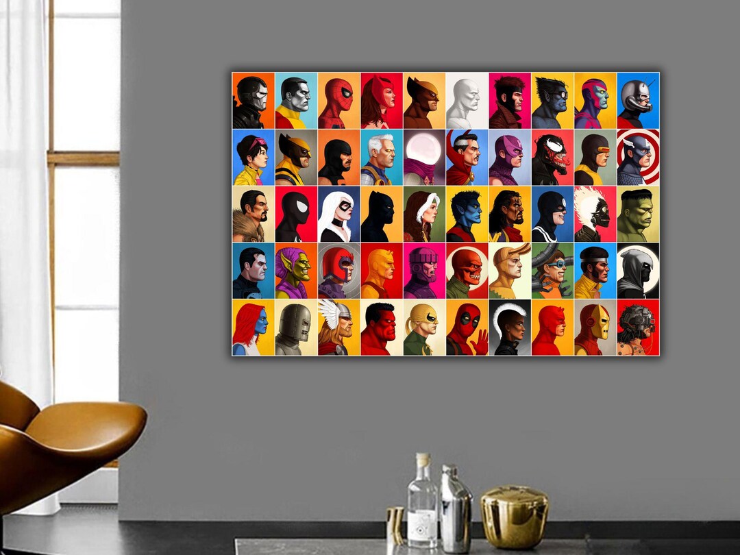 Avengers Characters Canvas Print, Superhero Canvas Wall Art, Movie ...