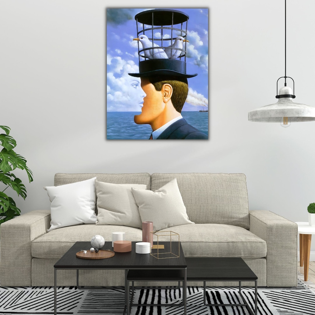 Mirror Face Doves Hat Cage Sea by Magritte Rene, Magritte Rene Wall Art ...