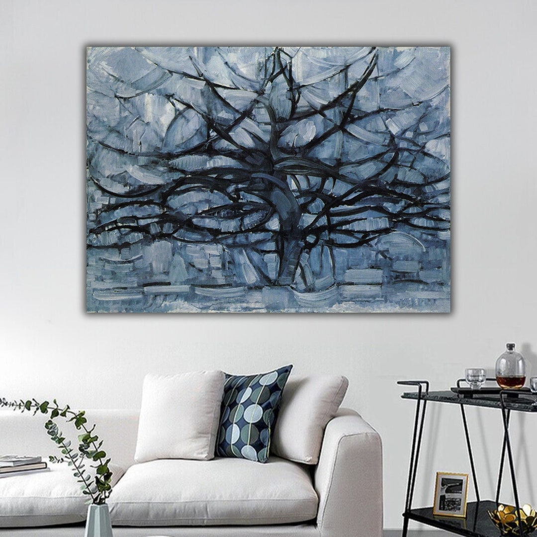 Piet Mondrian Gray Tree Canvas Print: Vintage Art - Etsy