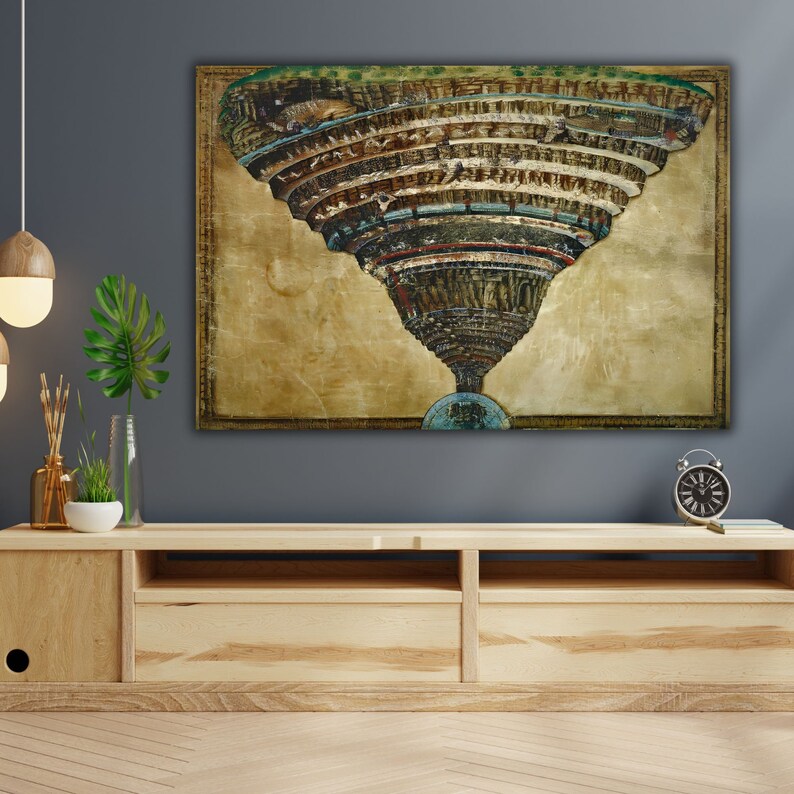 Sandro Botticelli Wall Art, Map of Hell Canvas 1485 Print, Divine ...