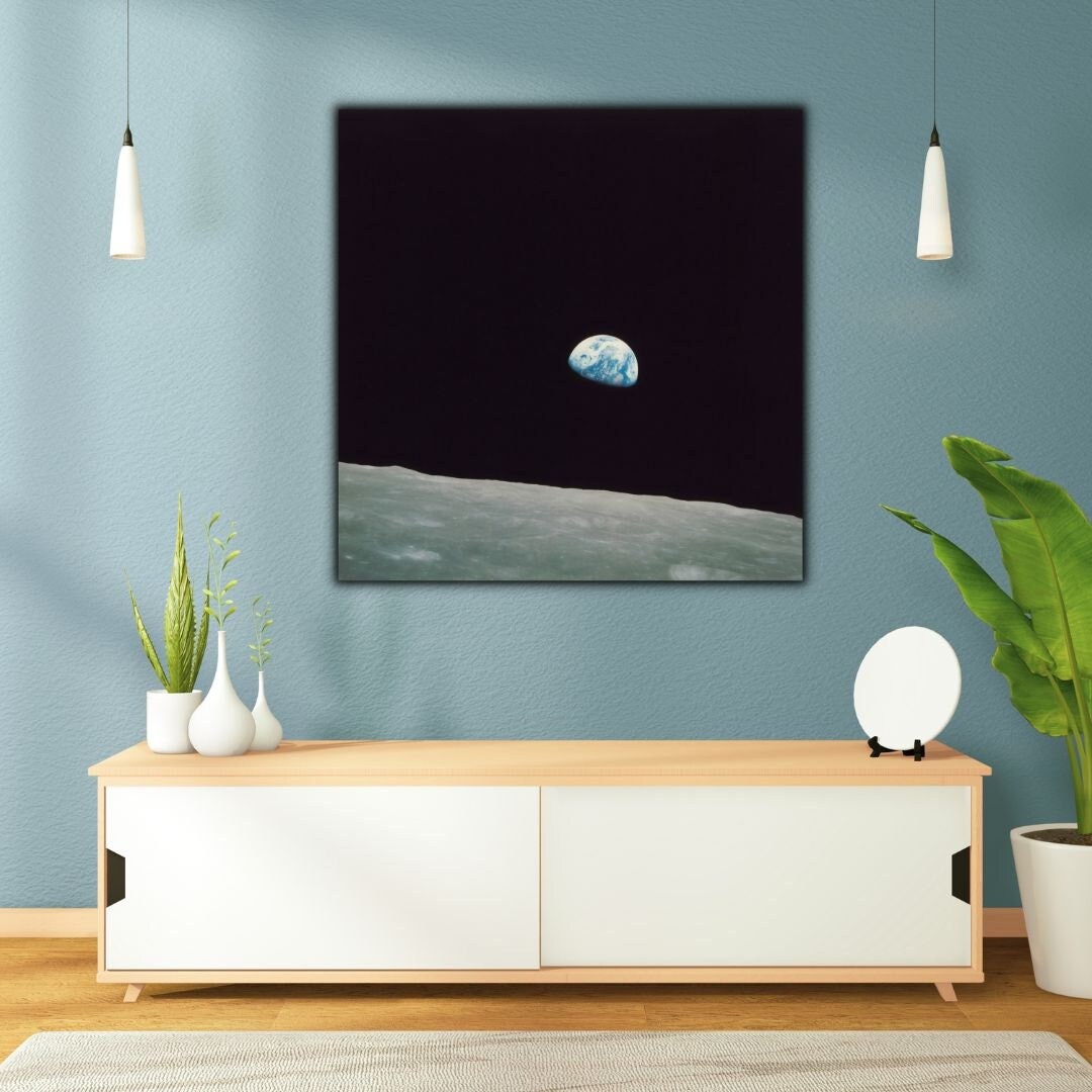 Earthrise Apollo 8 NASA Canvas Print, Image of Earth From Moons Surface ...